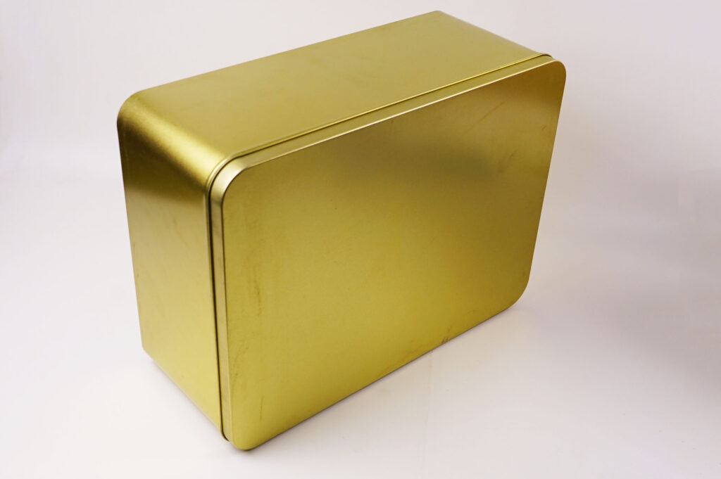 Custom large empty metal rectangle tin can storage containters with lid